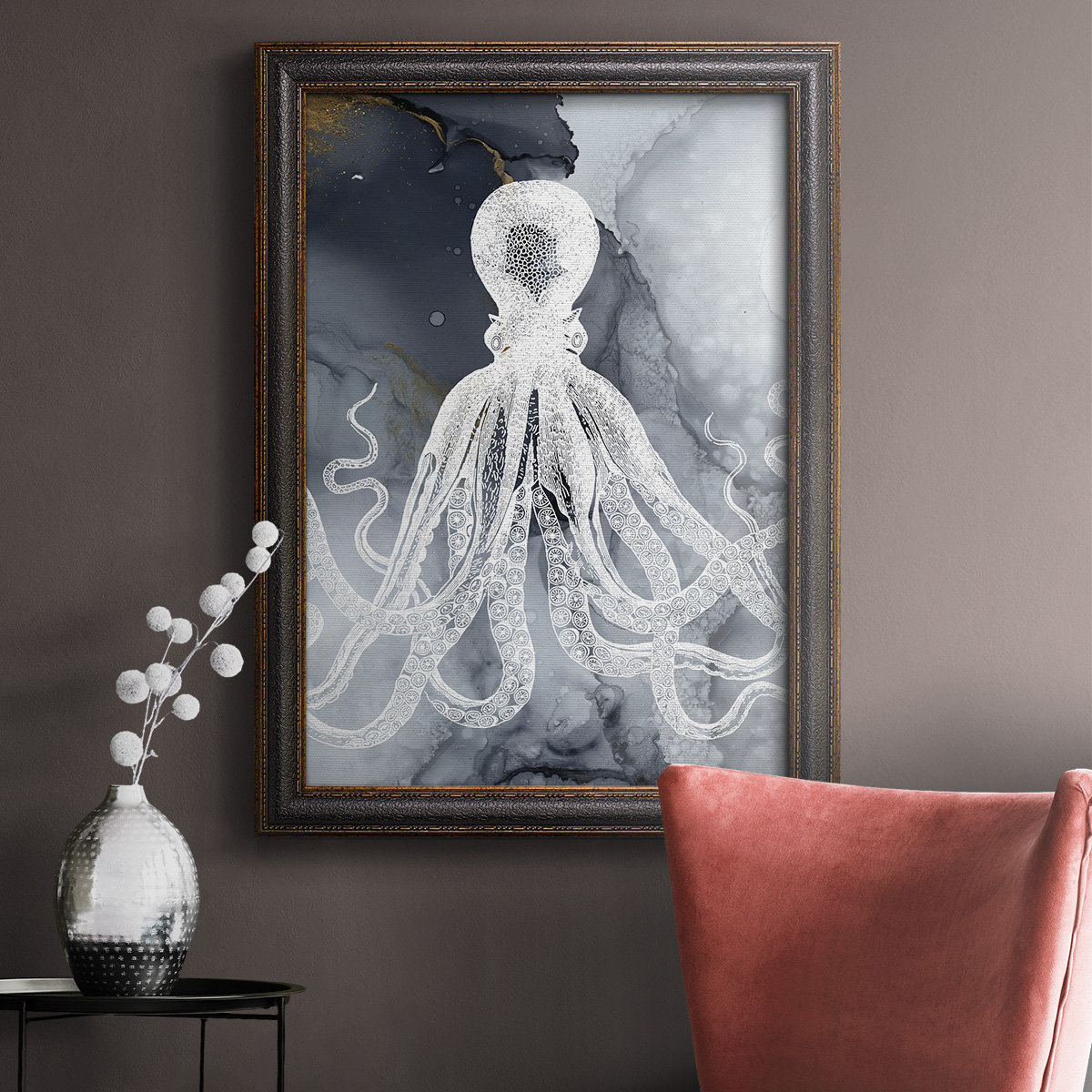 Wexford Home Octopus Ink I Premium Framed Canvas- Ready To Hang | Wayfair
