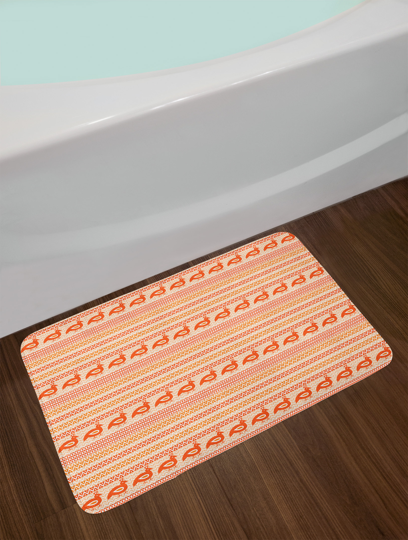 East Urban Home Abstract Kente Pattern Bath Rug | Wayfair