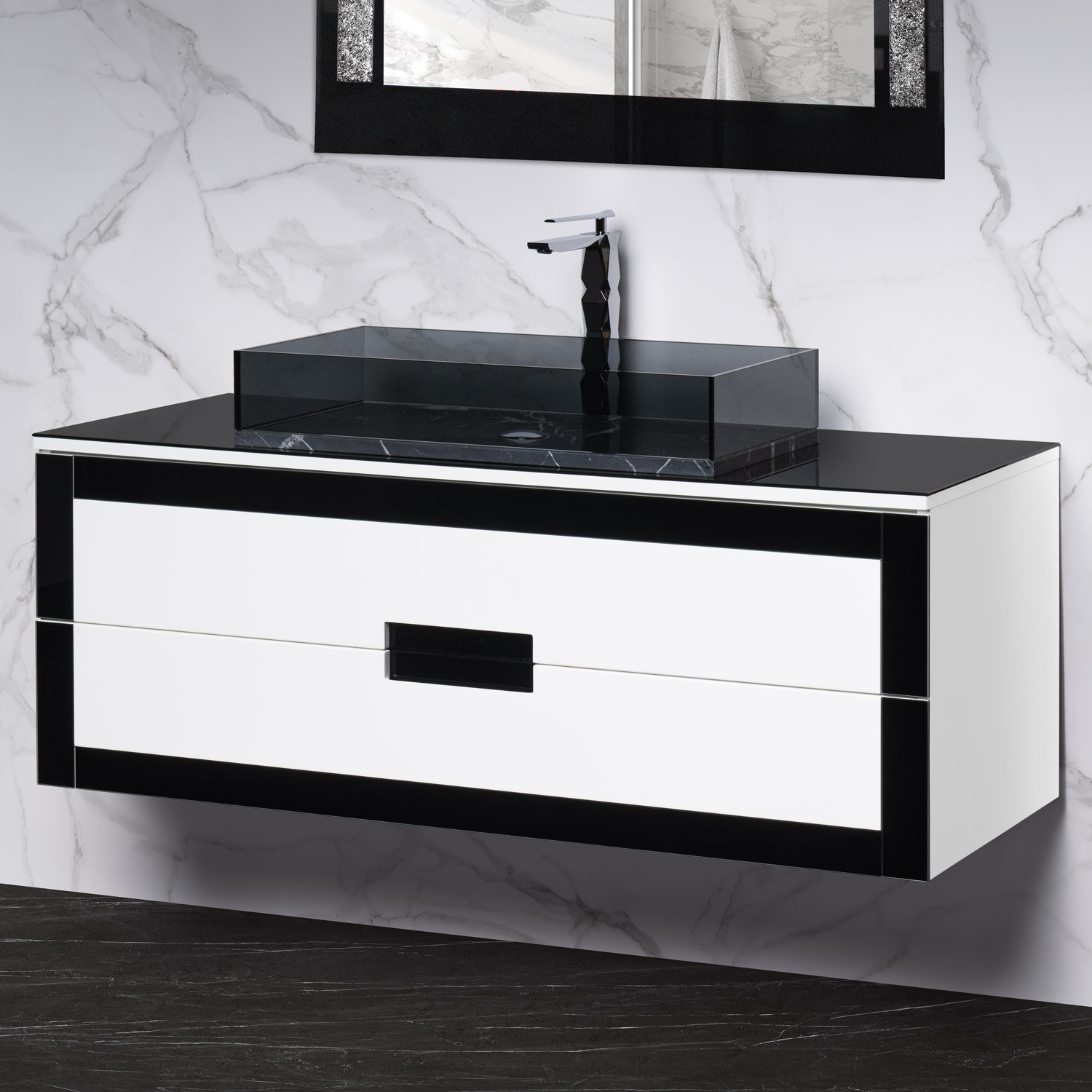 Maestro Bath Luca 48" WallMount Single Bathroom Vanity and Glass Top ...