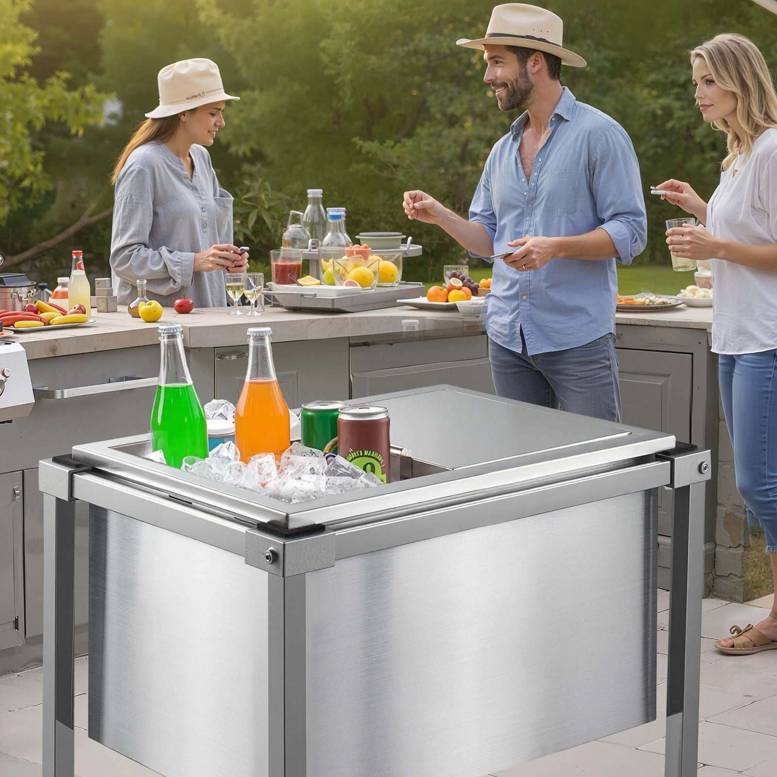 Stellweilan Tessberg 29.6 Qt Rolling Ice Chest Cooler Cart Outdoor ...