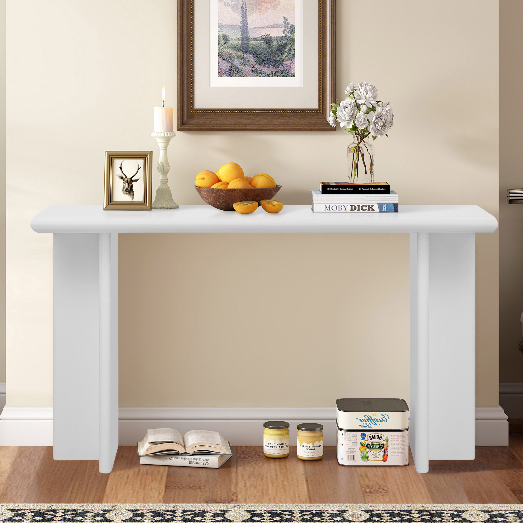 Decopom Modern Entryway Table with L-Shaped Legs | Wayfair