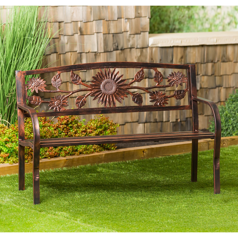 Alcott Hill® Mataram Sunflower Iron Garden Bench & Reviews | Wayfair