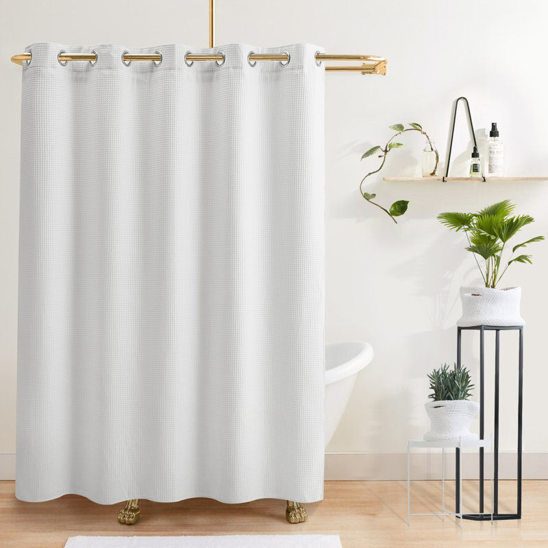 Foundry Select Duppstadt Honeycomb Waffle Shower Curtain with Snap-in ...