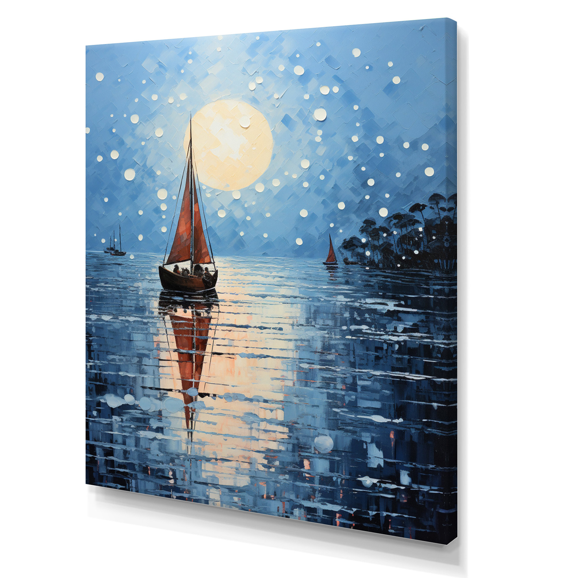 Longshore Tides Boat Sailing Reflections IV - Coastal Boat Wall Art ...