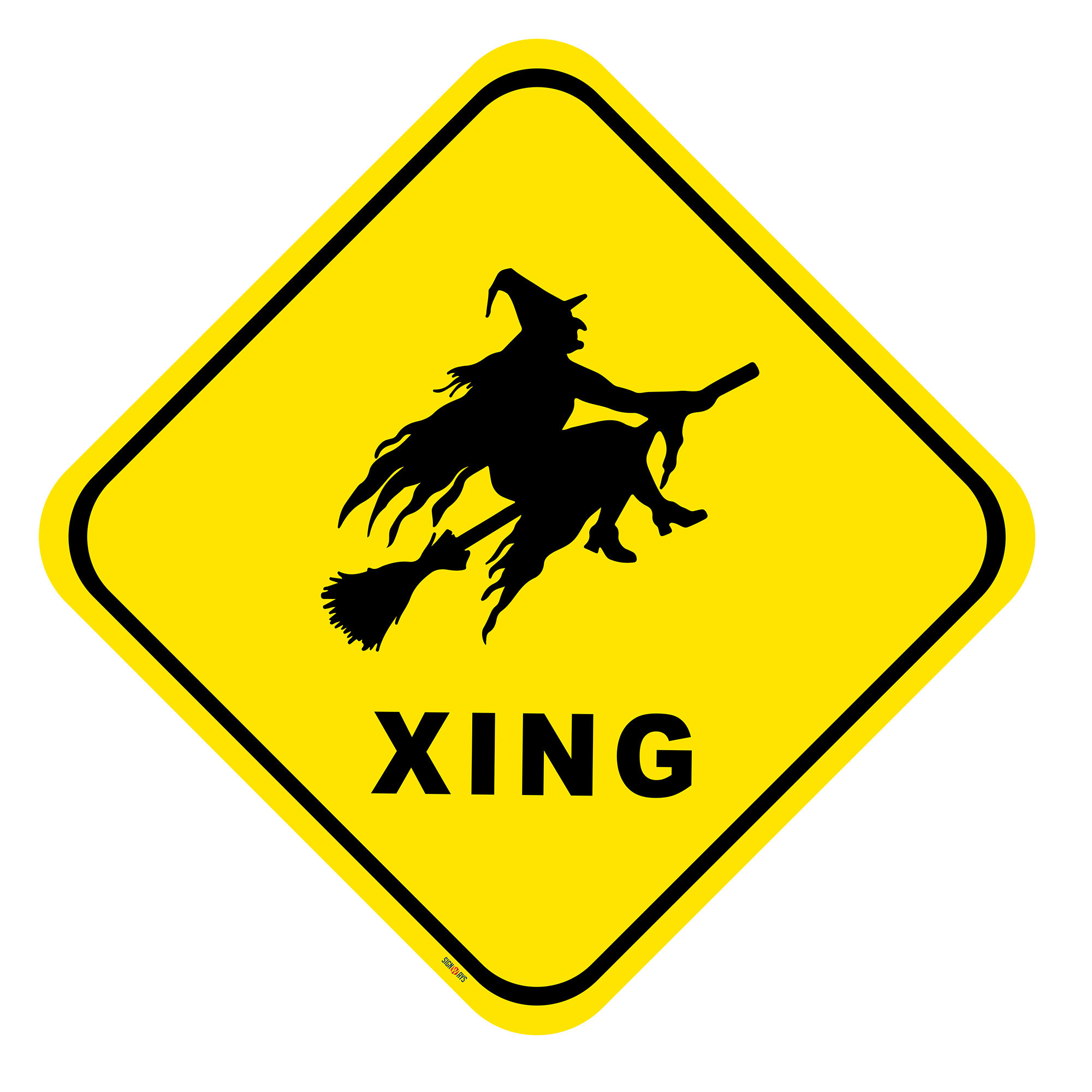 The Holiday Aisle® Witch Crossing Reflective Sign | Wayfair