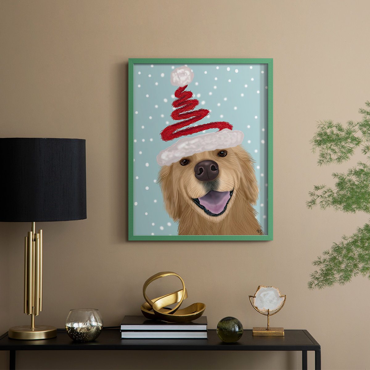 The Holiday Aisle® Christmas Golden Retriever and Spring Santa Hat ...