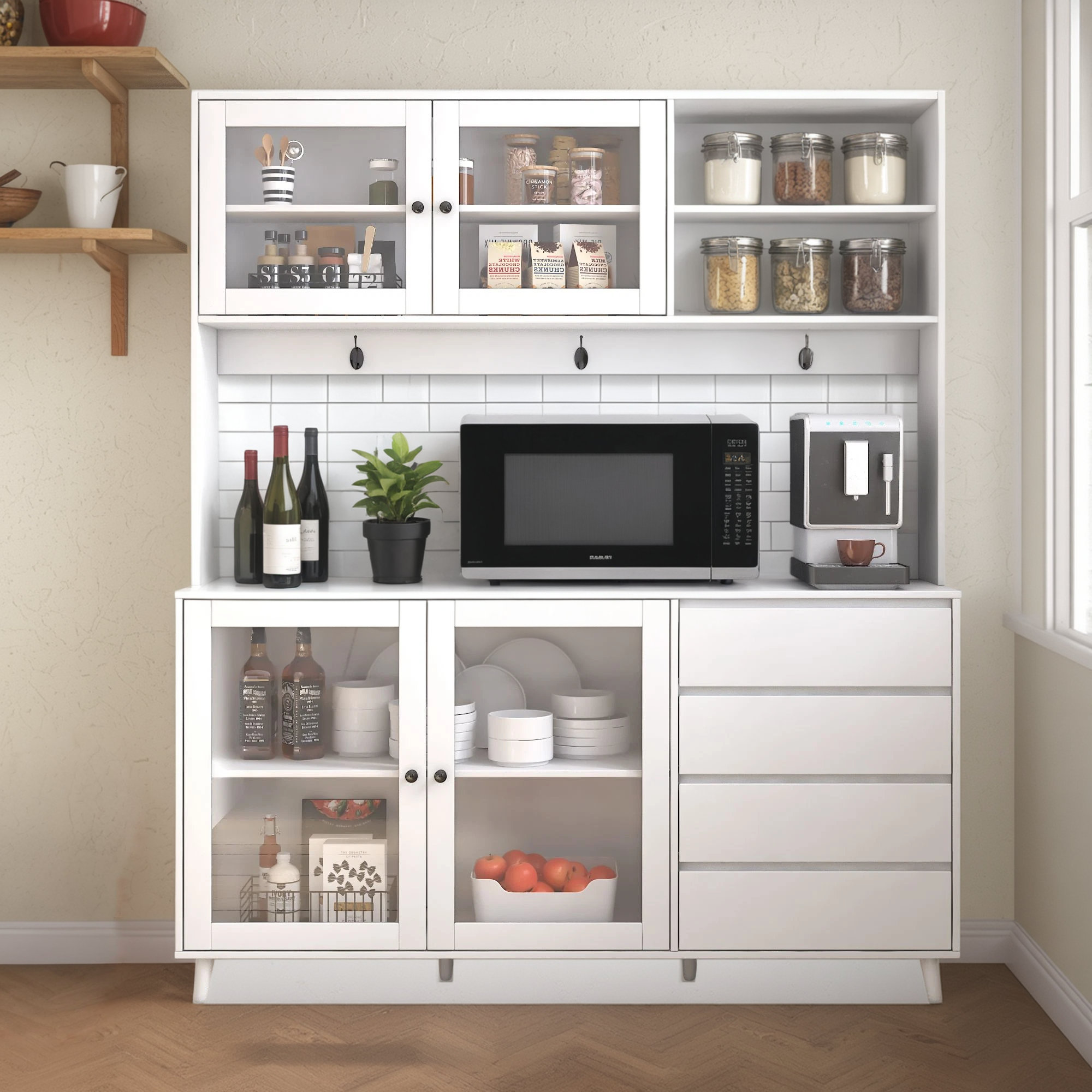 Latitude Run® This Freestanding Kitchen Cabinet Is Designed For Food Storage And Storage. It ...