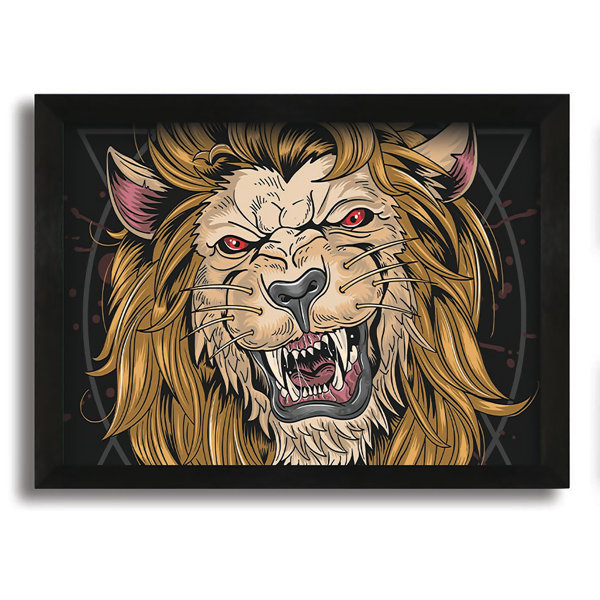 Latitude Run Fearsome Lion Angry - Single Picture Frame Painting on ...
