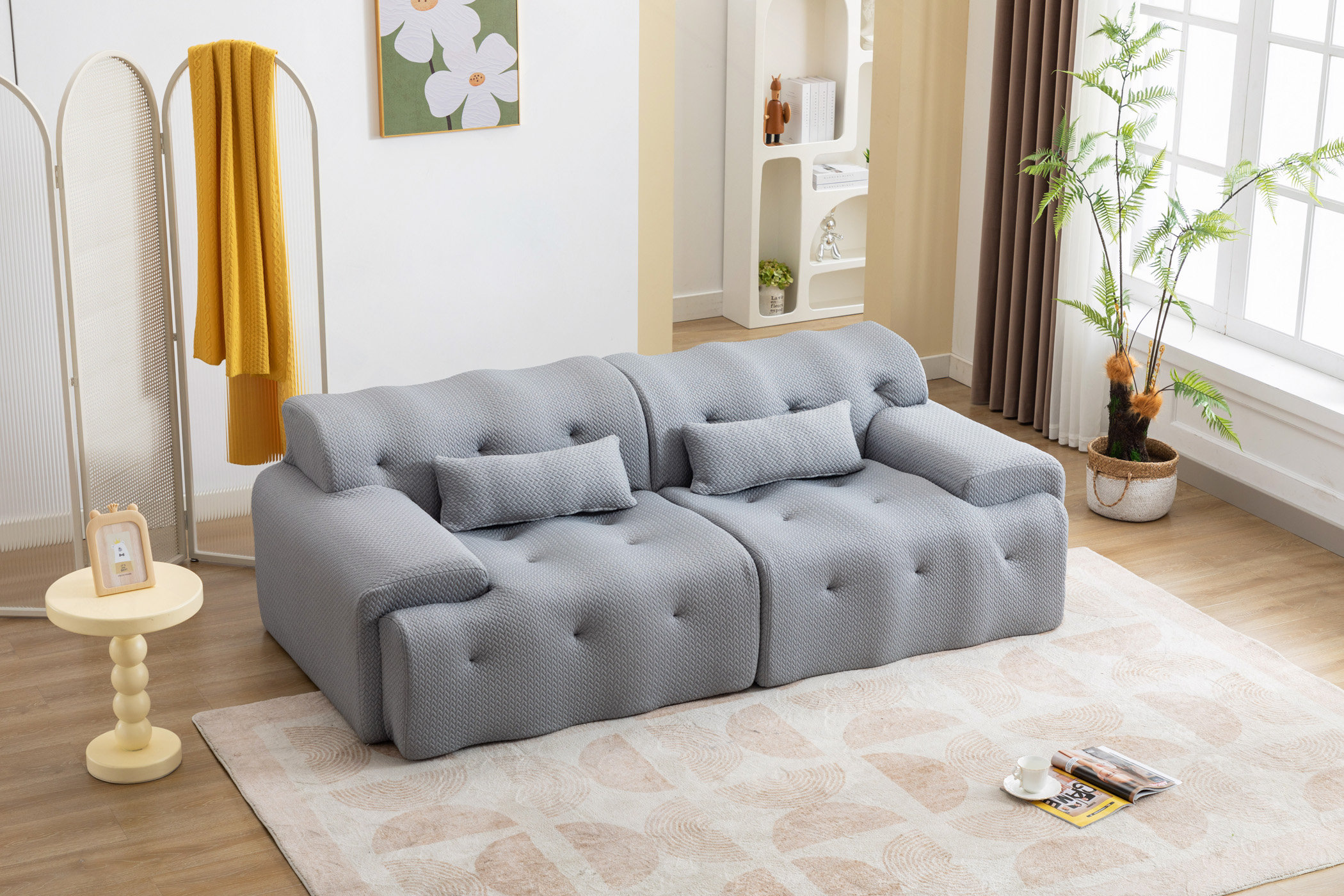 Latitude Run® Sectional Sofa, Large Size 2 Seater Sofa, Pure Foam Comfy ...