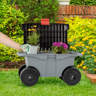 Pure Garden Rolling Garden Cart with Seat - Plastic Storage with Bench ...