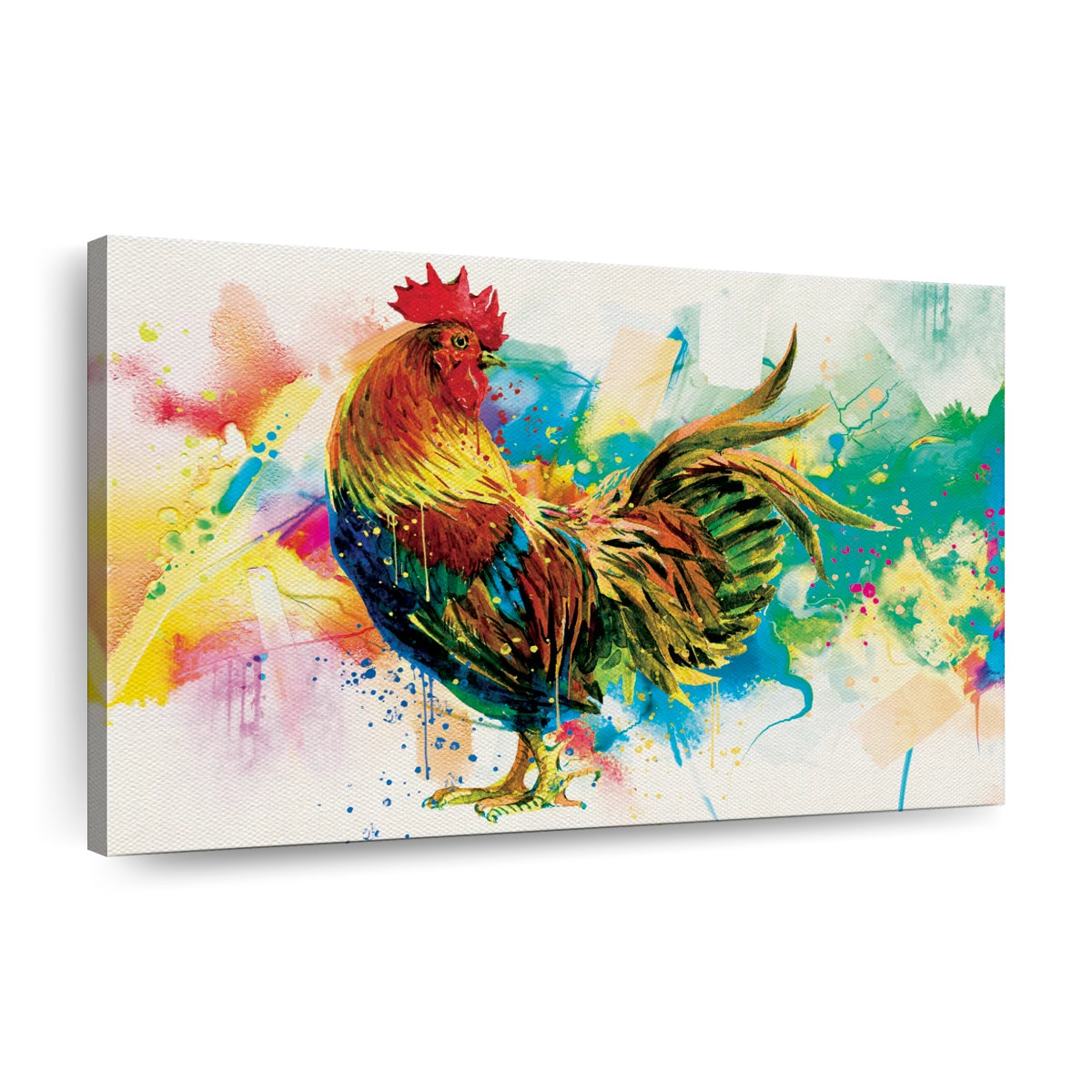 August Grove® Chickens And Roosters Rooster Paint Splash Canvas Print ...