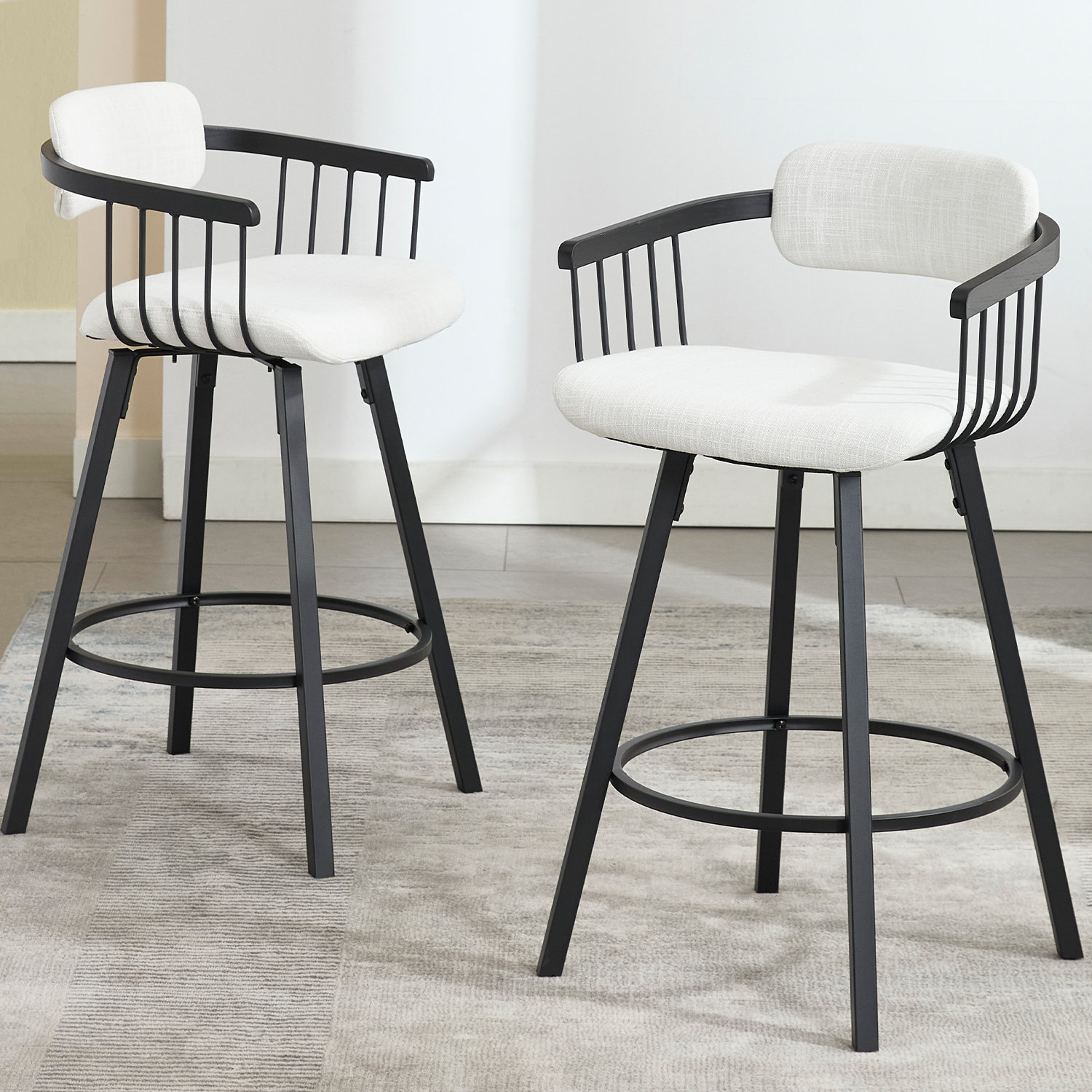 Corrigan Studio® Modern Upholstered Counter Stool With Arms And ...