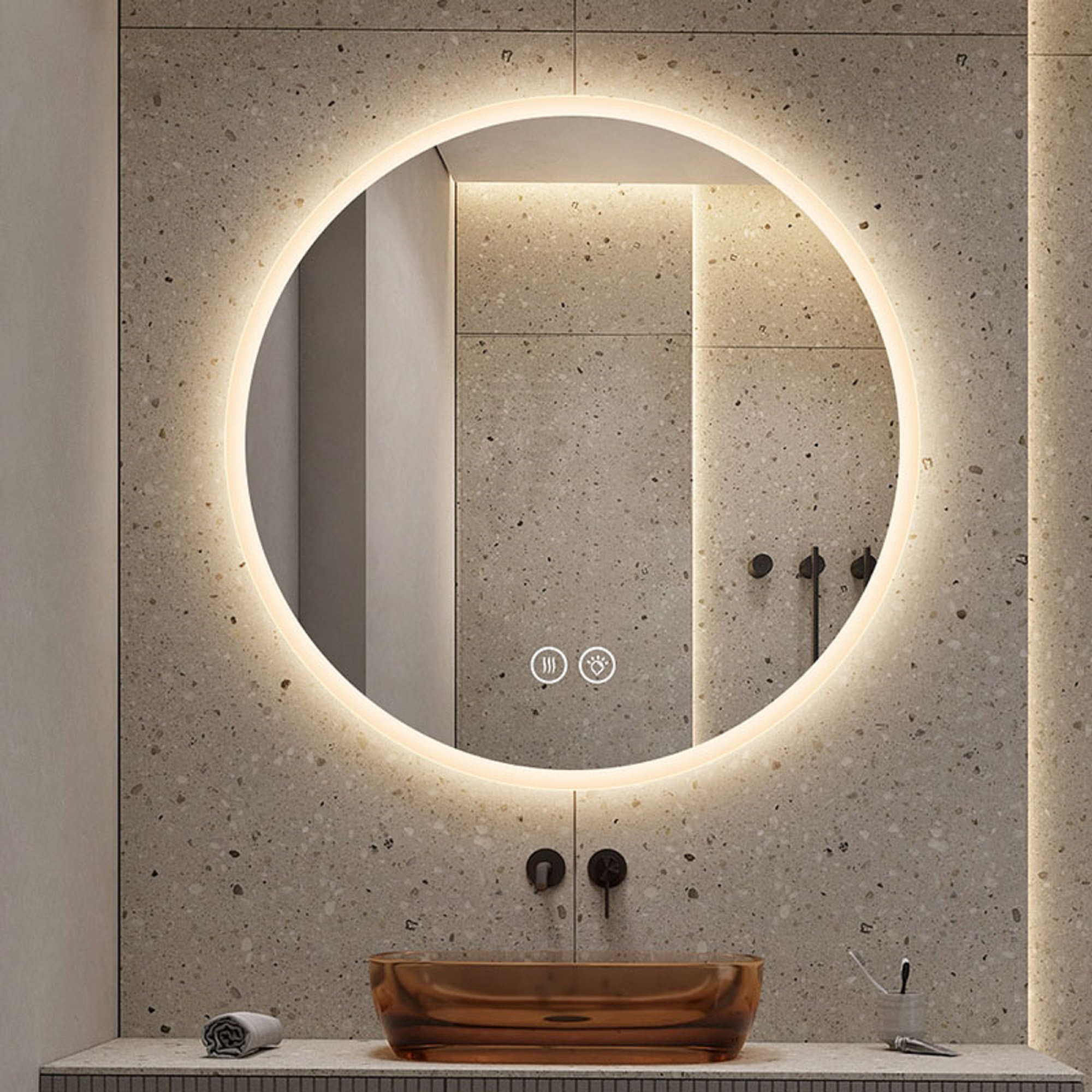 Ivy Bronx 32'' Round led bathroom mirror,wall mirror,bathroom vanity ...