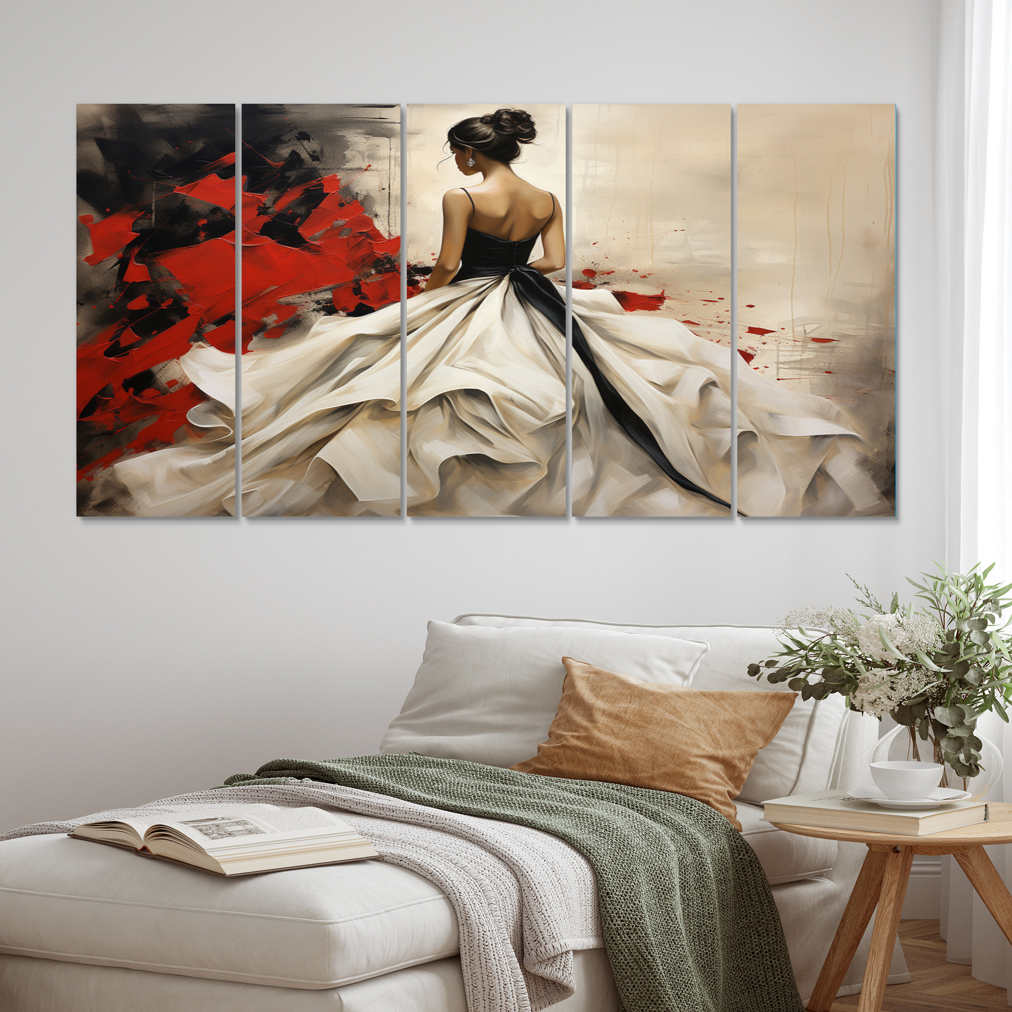 Design Art Fashion Red Dress Elegance Unveiled V - Fashion Metal Wall ...