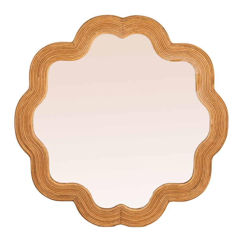 Bayou Breeze Scalloped Rattan Framed Wall Mirror | Wayfair