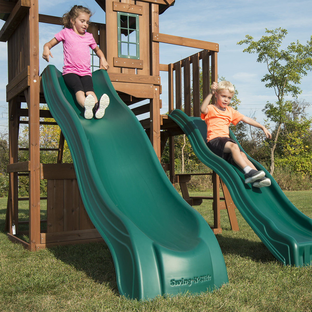 Swing-n-Slide Fox Run Complete Play Swing Set (Wayfair Exclusive ...