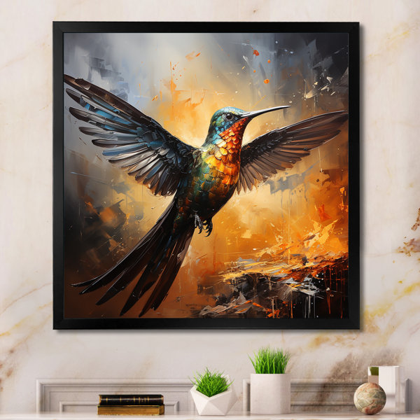 Bungalow Rose Feathered Hummingbird Flame 1 - Hummingbird Animal Wall ...
