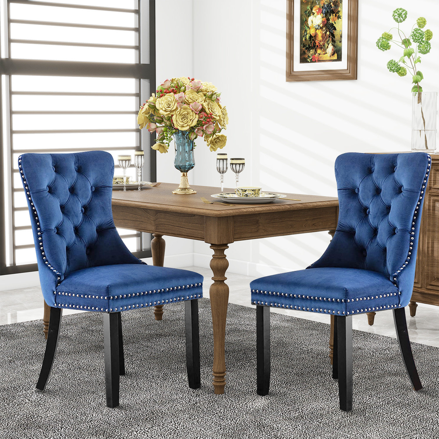 House of Hampton® Glenston Velvet Dining Chairs Upholstered High-end ...