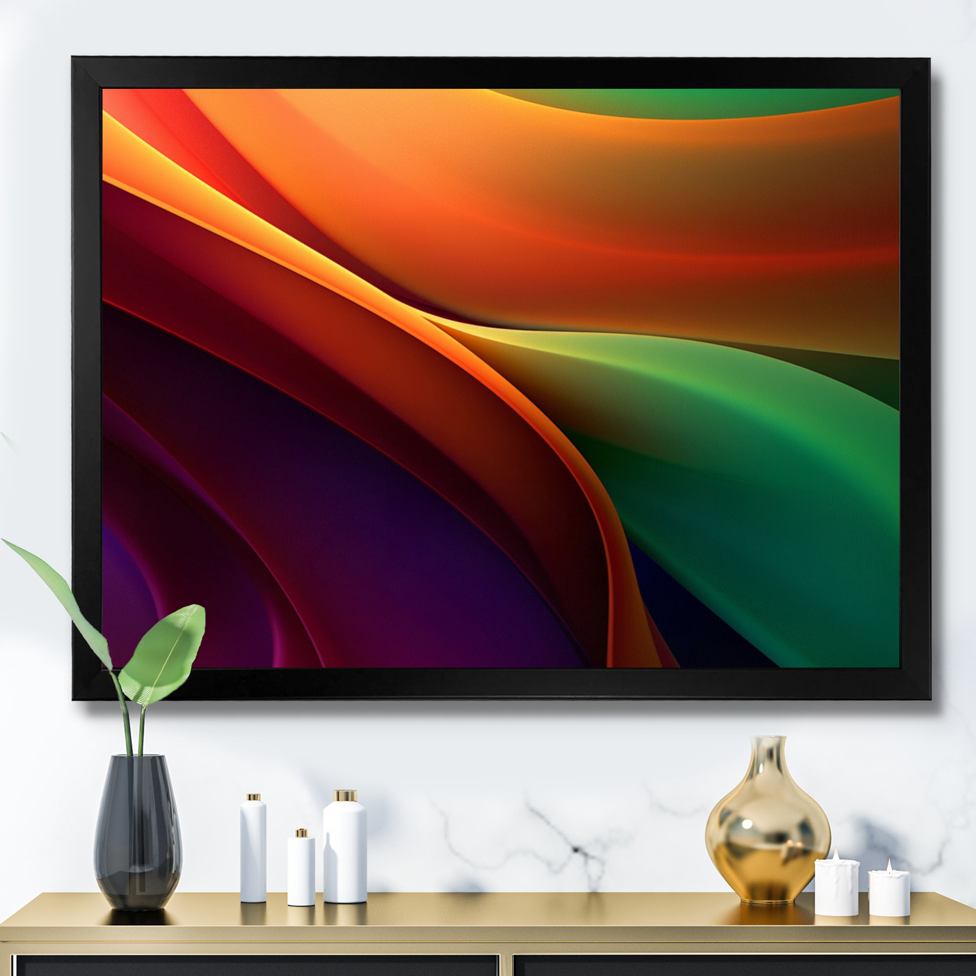 Latitude Run® Orange Green Spectral Currents On Canvas Print - Wayfair ...