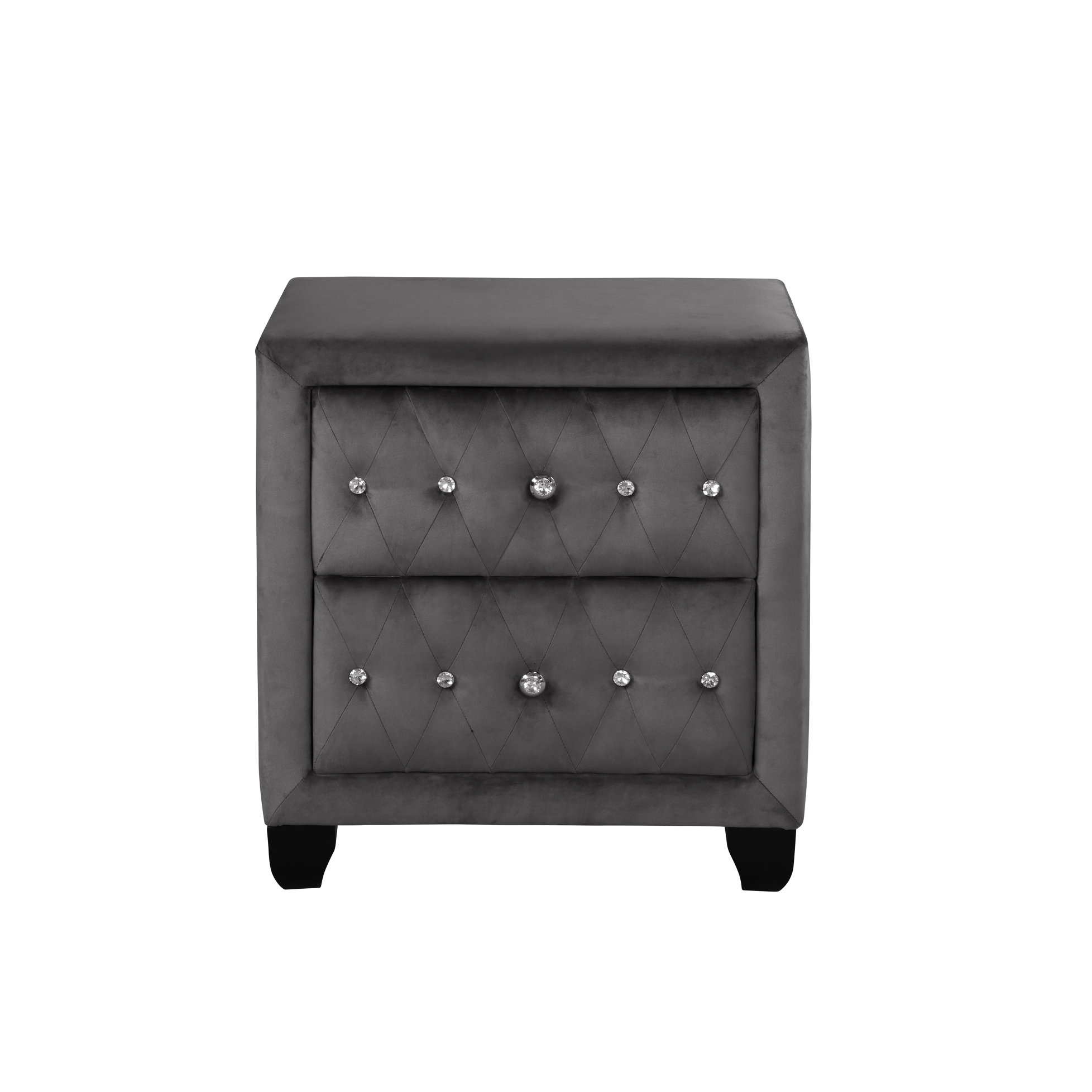 Latitude Run® Contemporary 2 Nightstand With Gray Velvet Upholstery ...