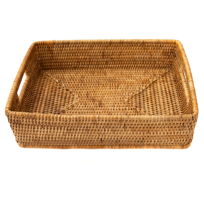 Dotted Line™ Rattan Rectangular Basket with Rounded Corners and Cutout ...