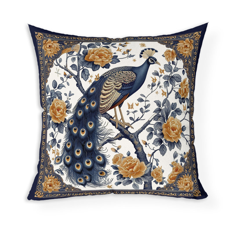 Amrita Sen Peacock Mandala Indoor/Outdoor Square Throw Pillow | Wayfair