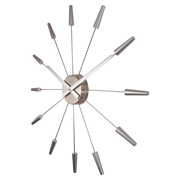 NeXtime Silver Plug Inn Metallic Spoke Wall Clock | Wayfair