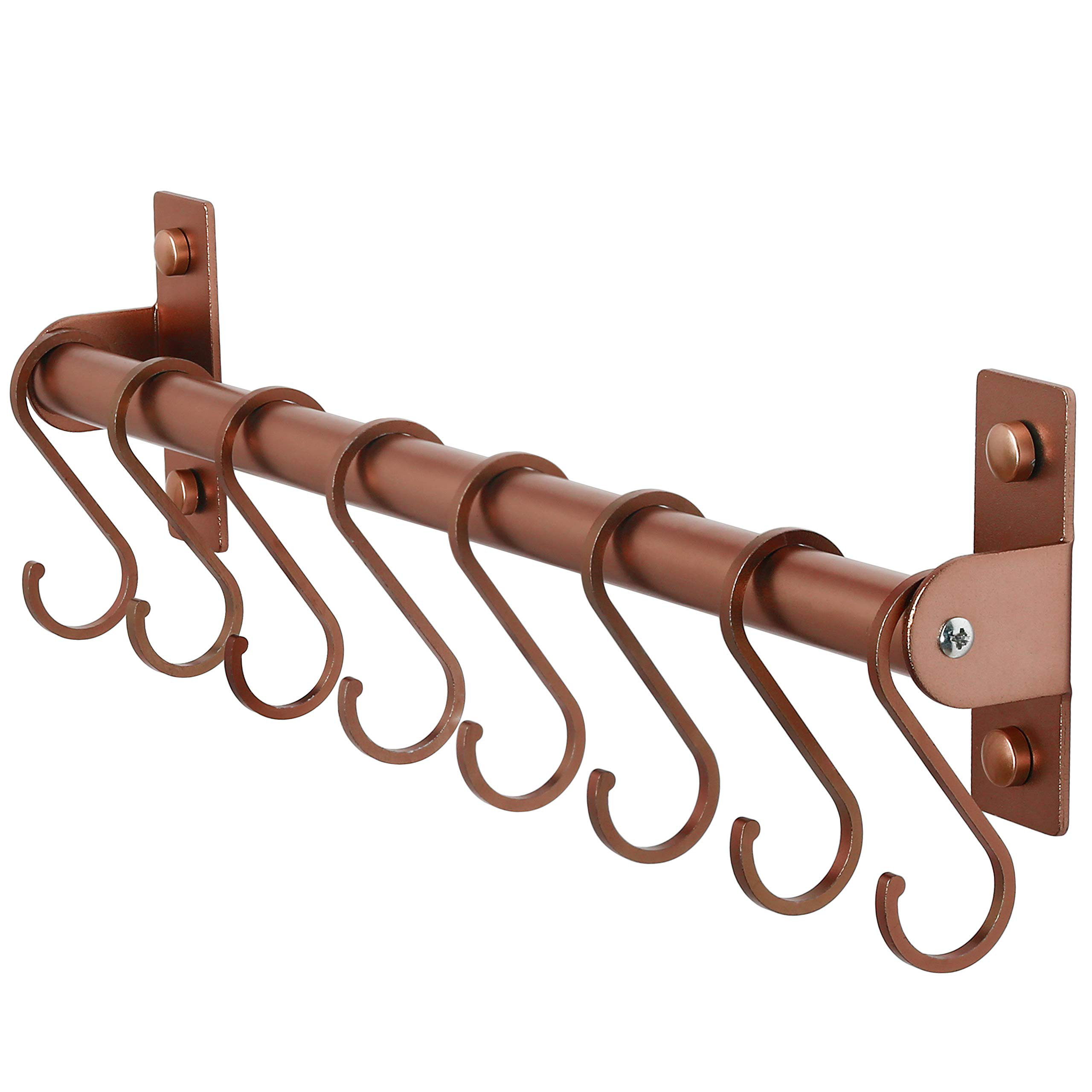 Rebrilliant Kitchen Rail Wall-Mounted Pot And Pan Rack With 8 Hooks ...