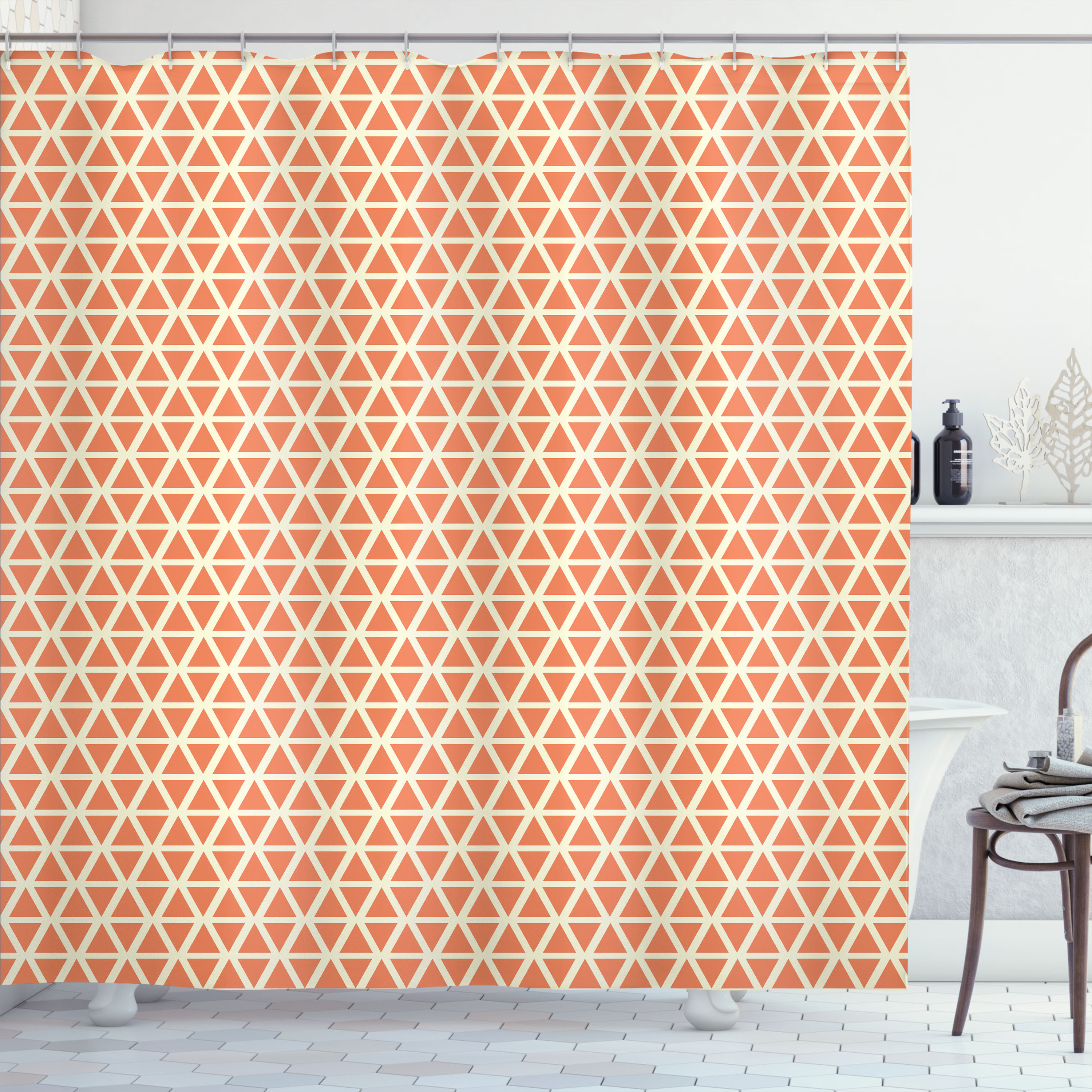 East Urban Home Ivins Orange Shower Curtain Groovy Soft Triangles 31740 ...