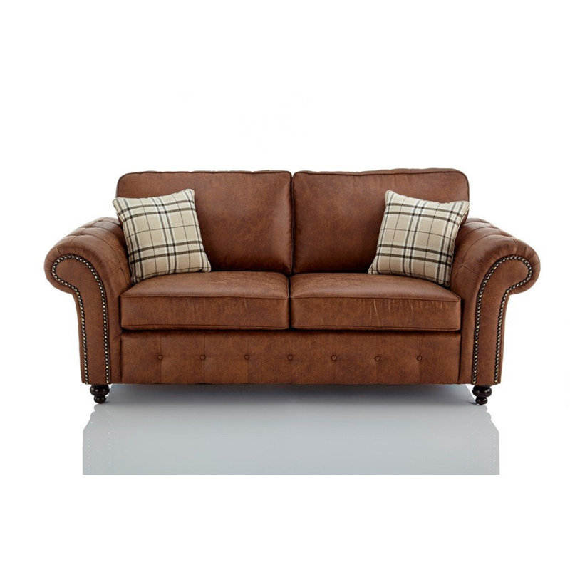 Ophelia & Co. Delmar Faux Leather Scroll Arms Sofa | Wayfair.co.uk