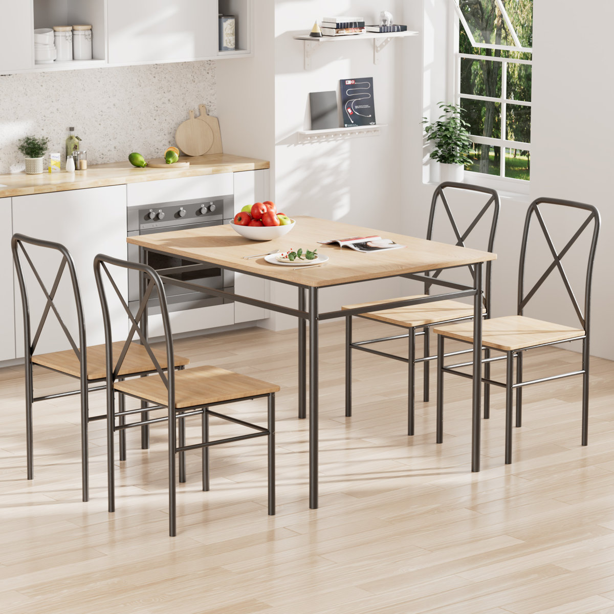 Gracie Oaks Dining Table Set For 4, Rectangular Kitchen Table And ...