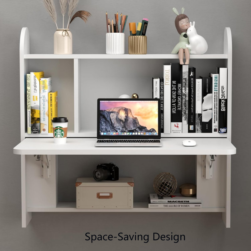 Hokku Designs Wall Mounted Drop-Leaf Table, Floating Laptop Desk ...