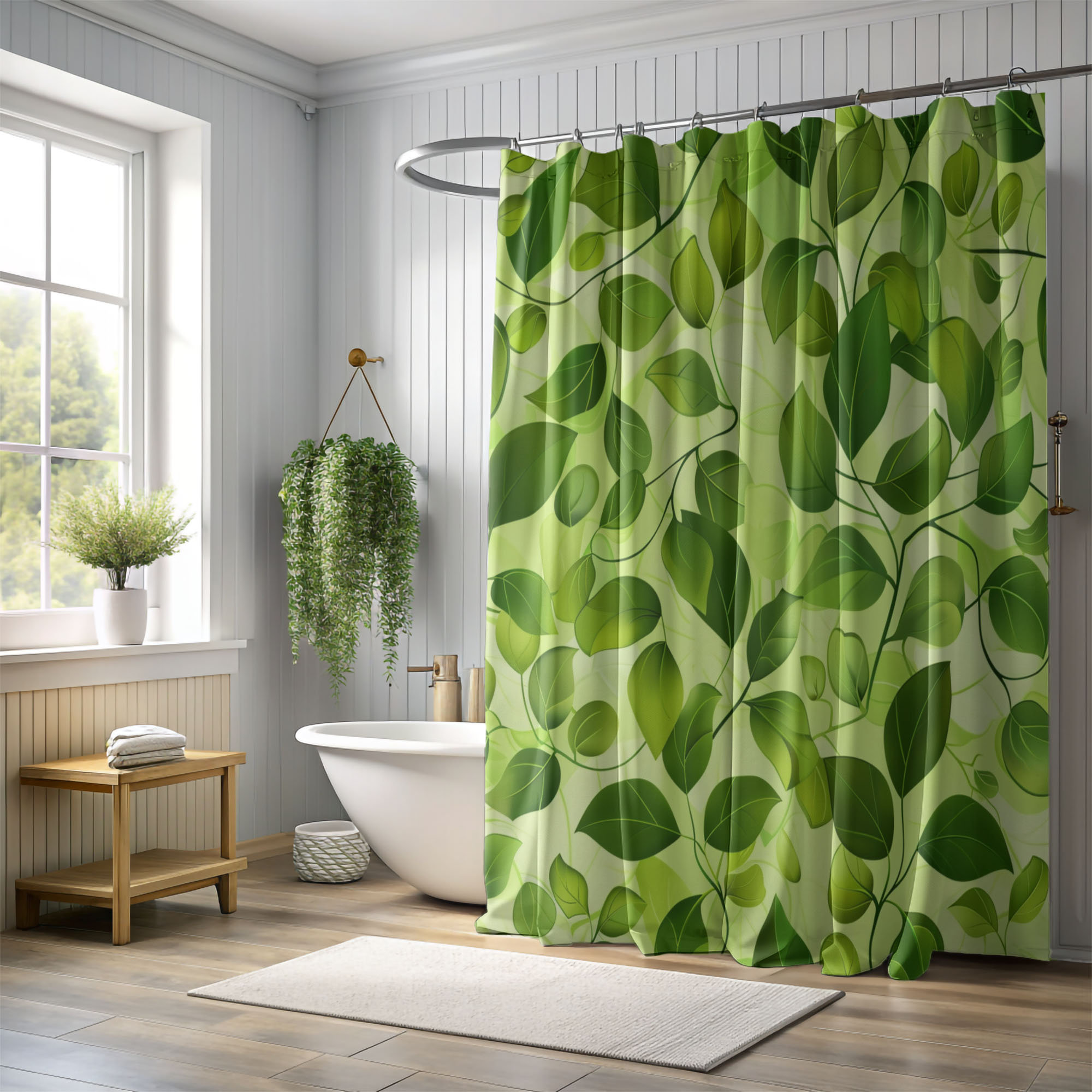 Ivy Bronx Green Sprouts - Premium Shower Curtain | Wayfair