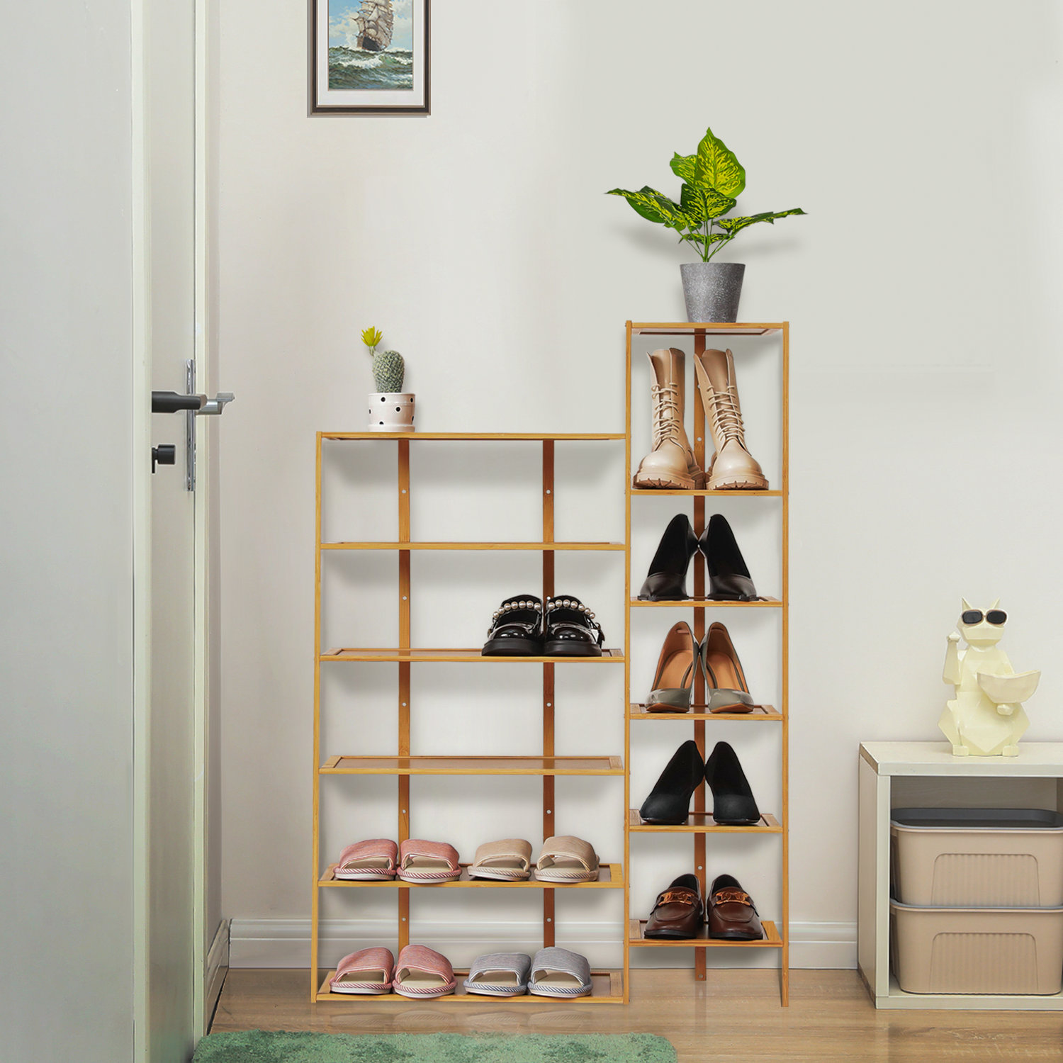 MoNiBloom 12 Tiers Bamboo Shoe Rack, Storage Stand Organizer Shoes ...