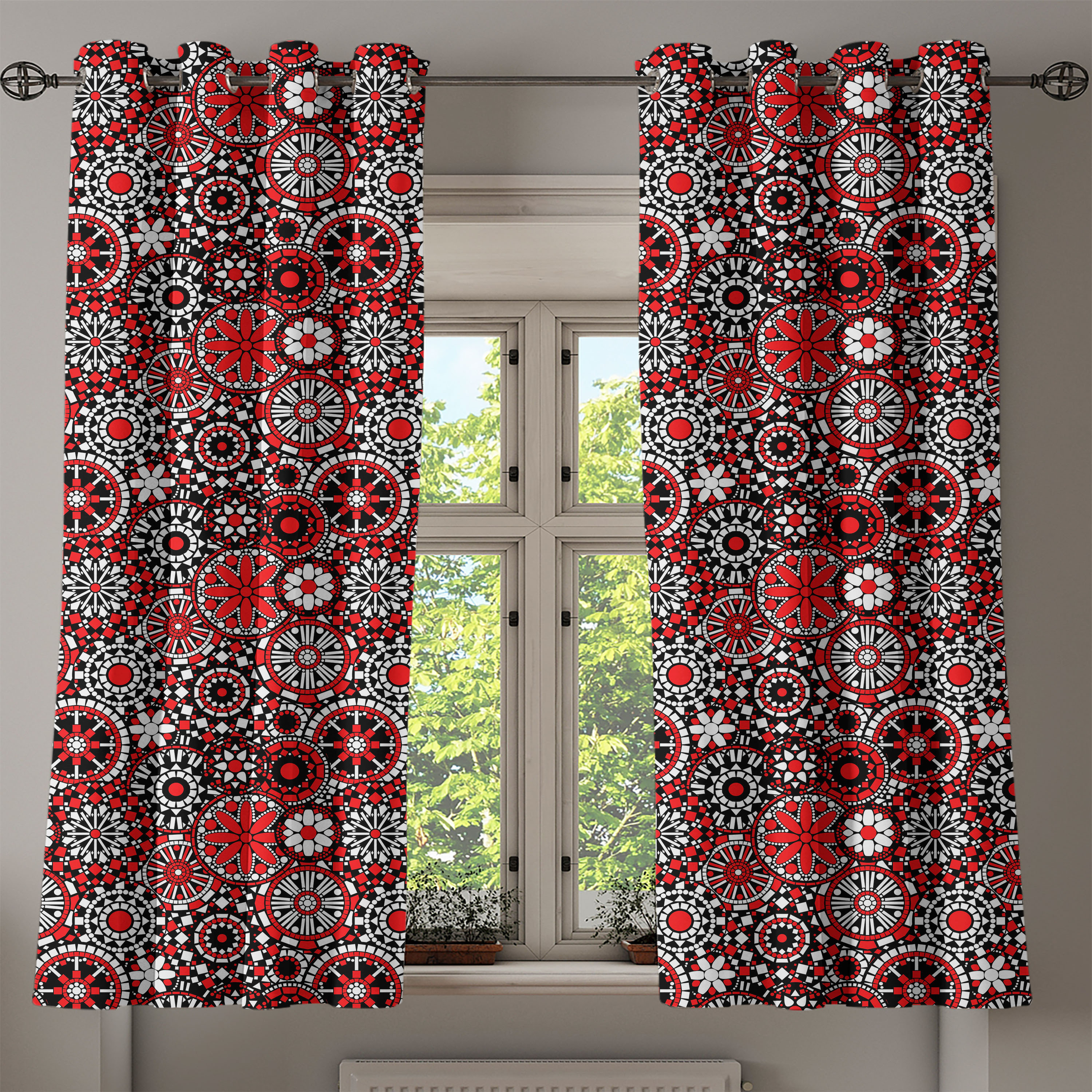 Latitude Run® Mandala Grommet Curtain 2-Panel Window Drapes, 50 ...