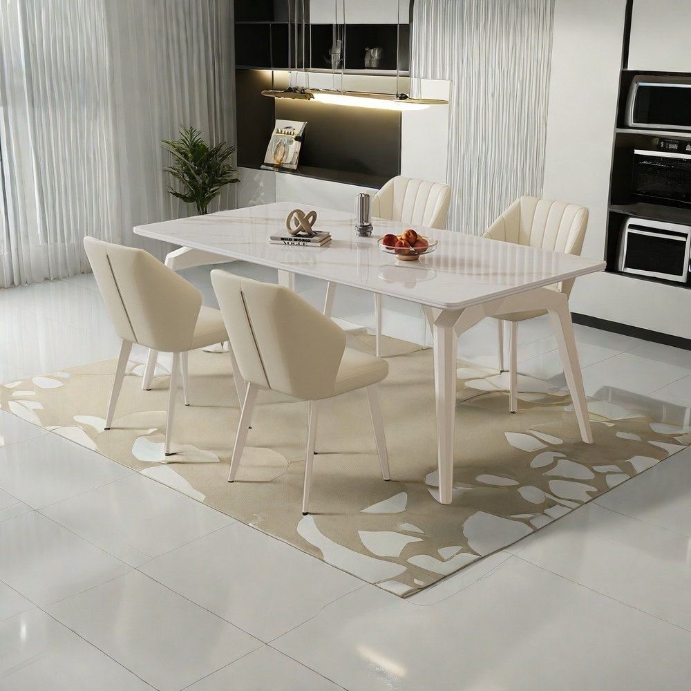 Graceful Nests Furnishings Modern simple white rock plate dining table ...