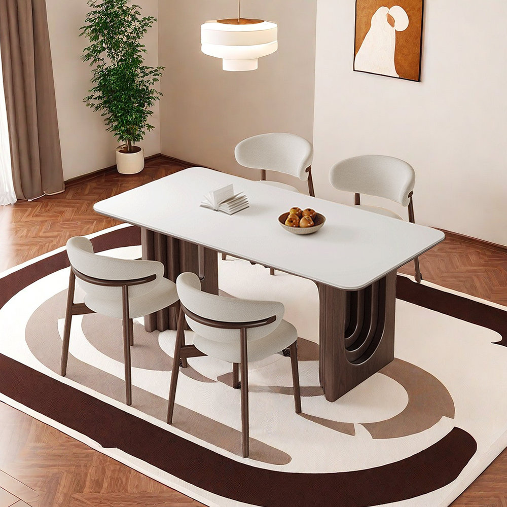 Greyleigh Modern Ash Wood Rock Plate Dining Table Chair Set Rectangular ...