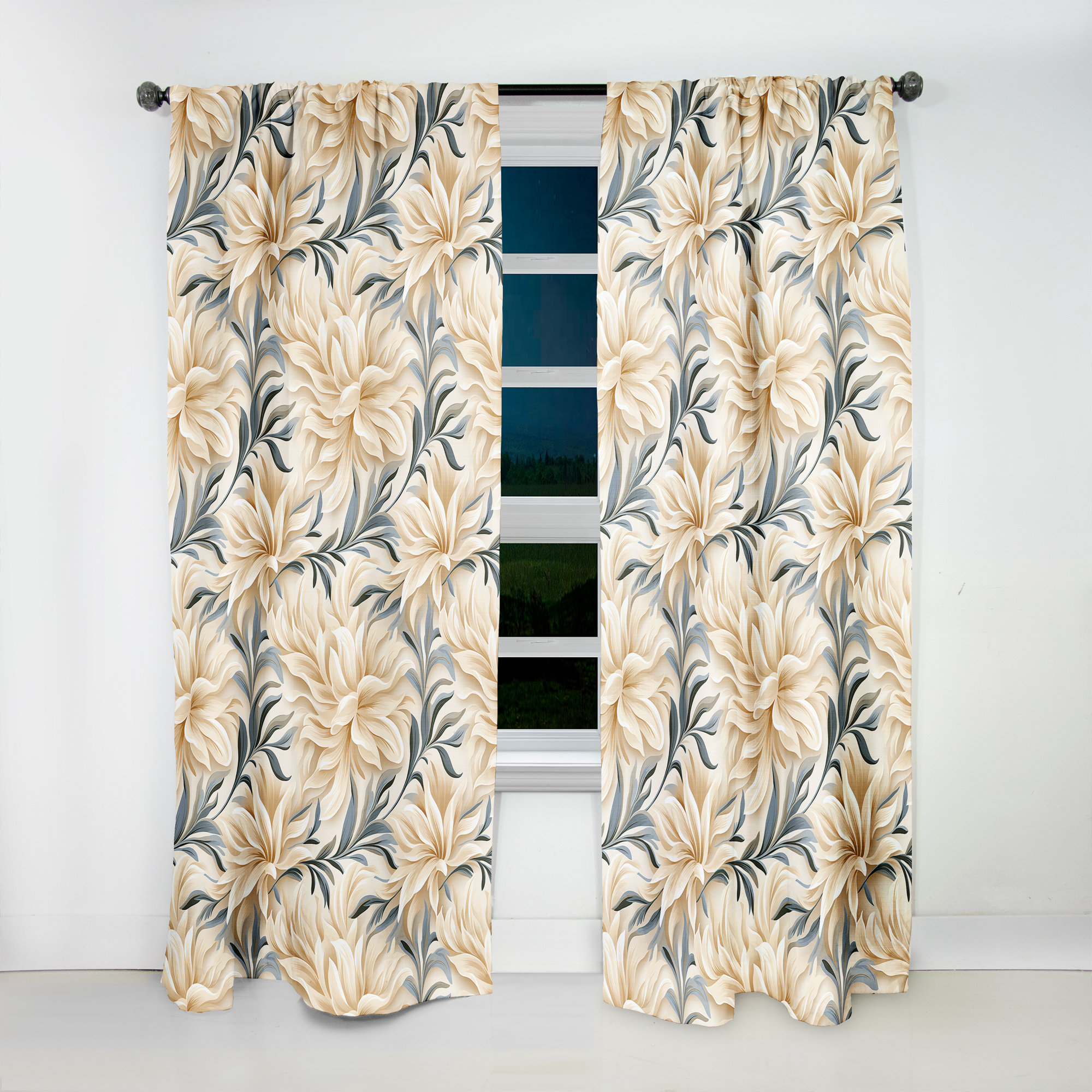 Design Art Driftwood Elegance Tropical Pattern - Tropical Curtain ...