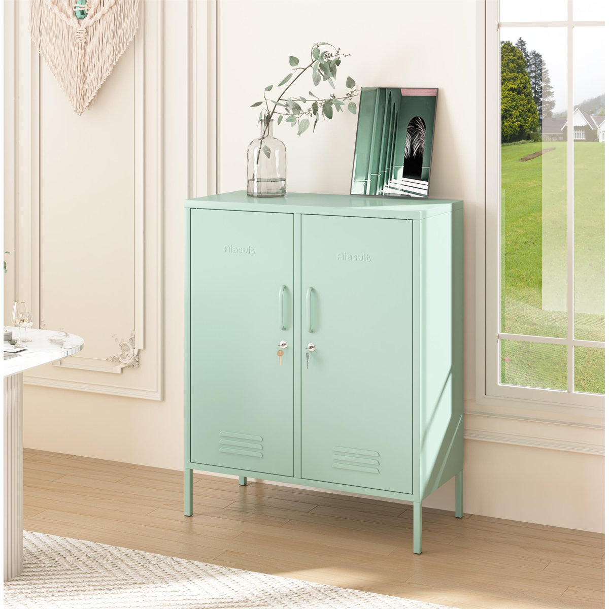 Latitude Run® 40" Wide Storage Cabinet 2 Door Multi-Function locker ...