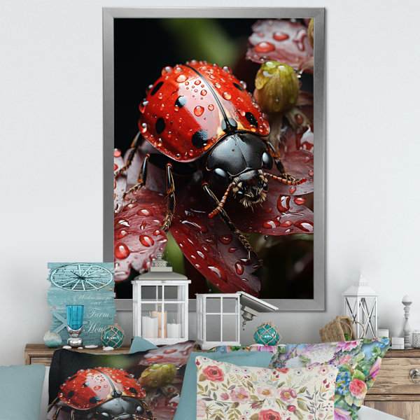 Gracie Oaks Rainy Ladybugs Lullaby II Framed On Canvas Print | Wayfair