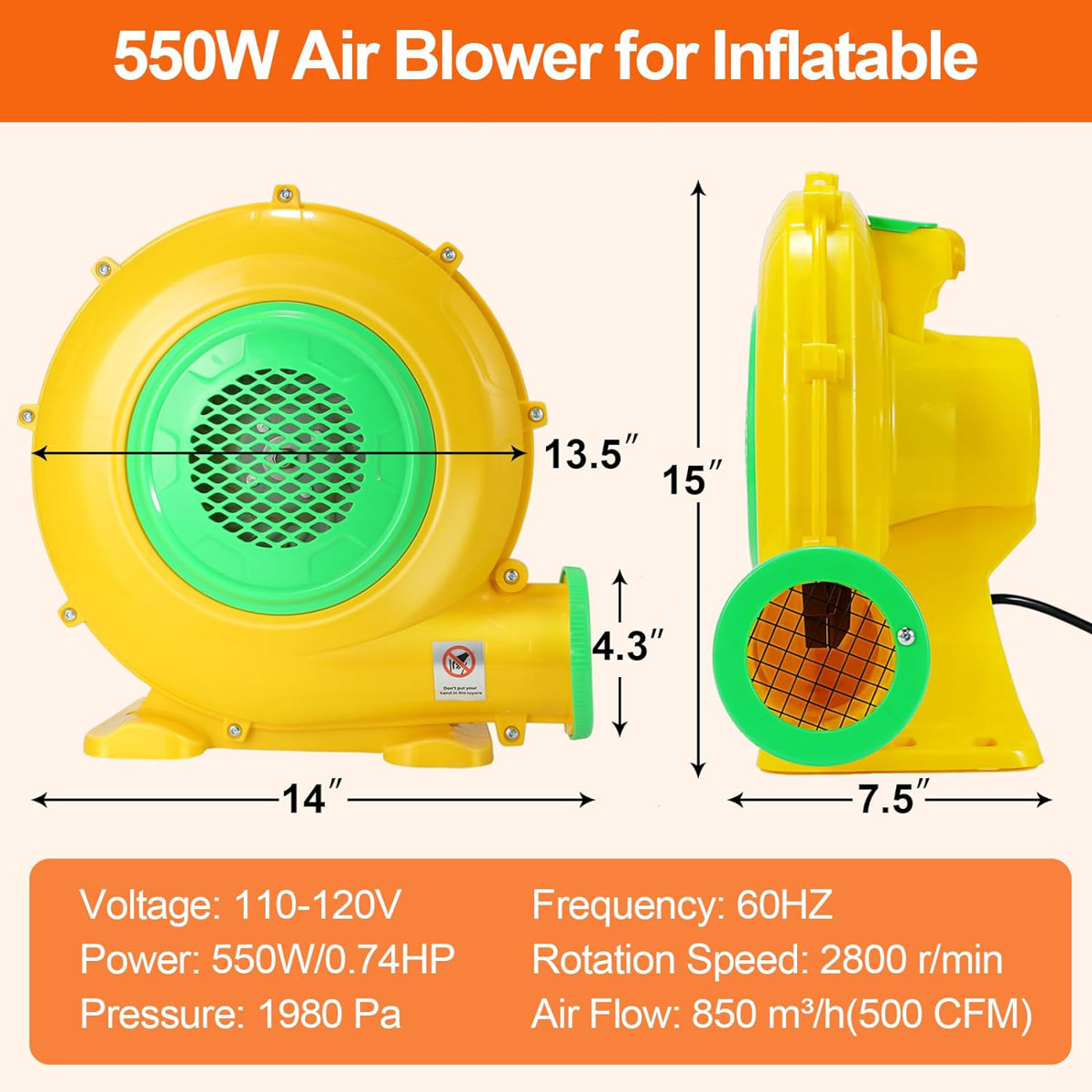 Homdox 550 Watt Powerful Air Blower Commercial Fan Pump Blower For ...