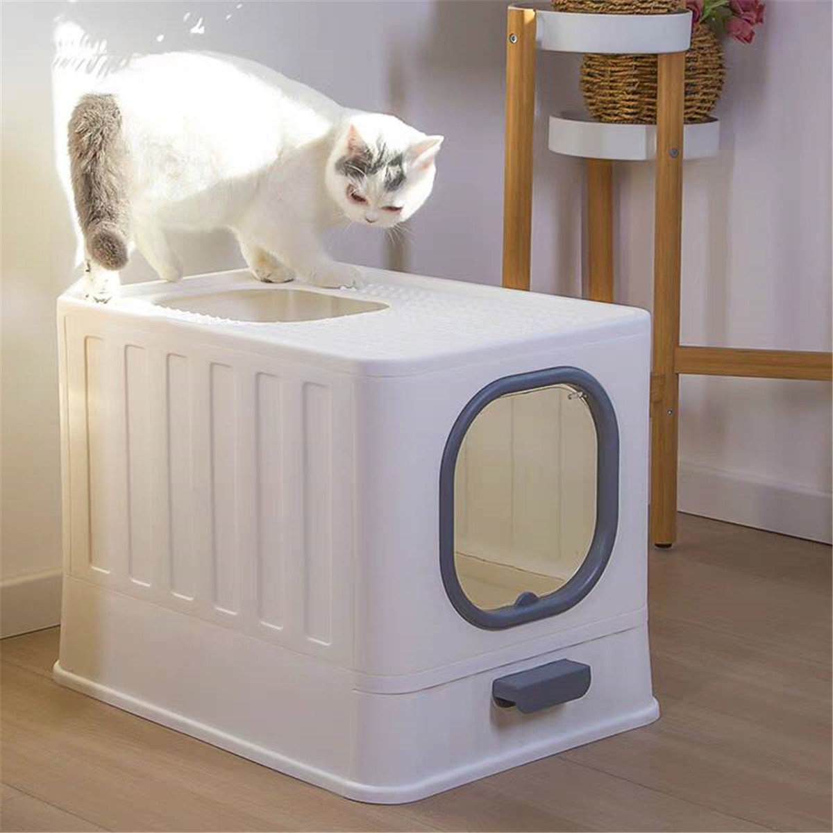 Tucker Murphy Pet™ Chic White Large Cat Litter Box Pet Toilet Skylight ...