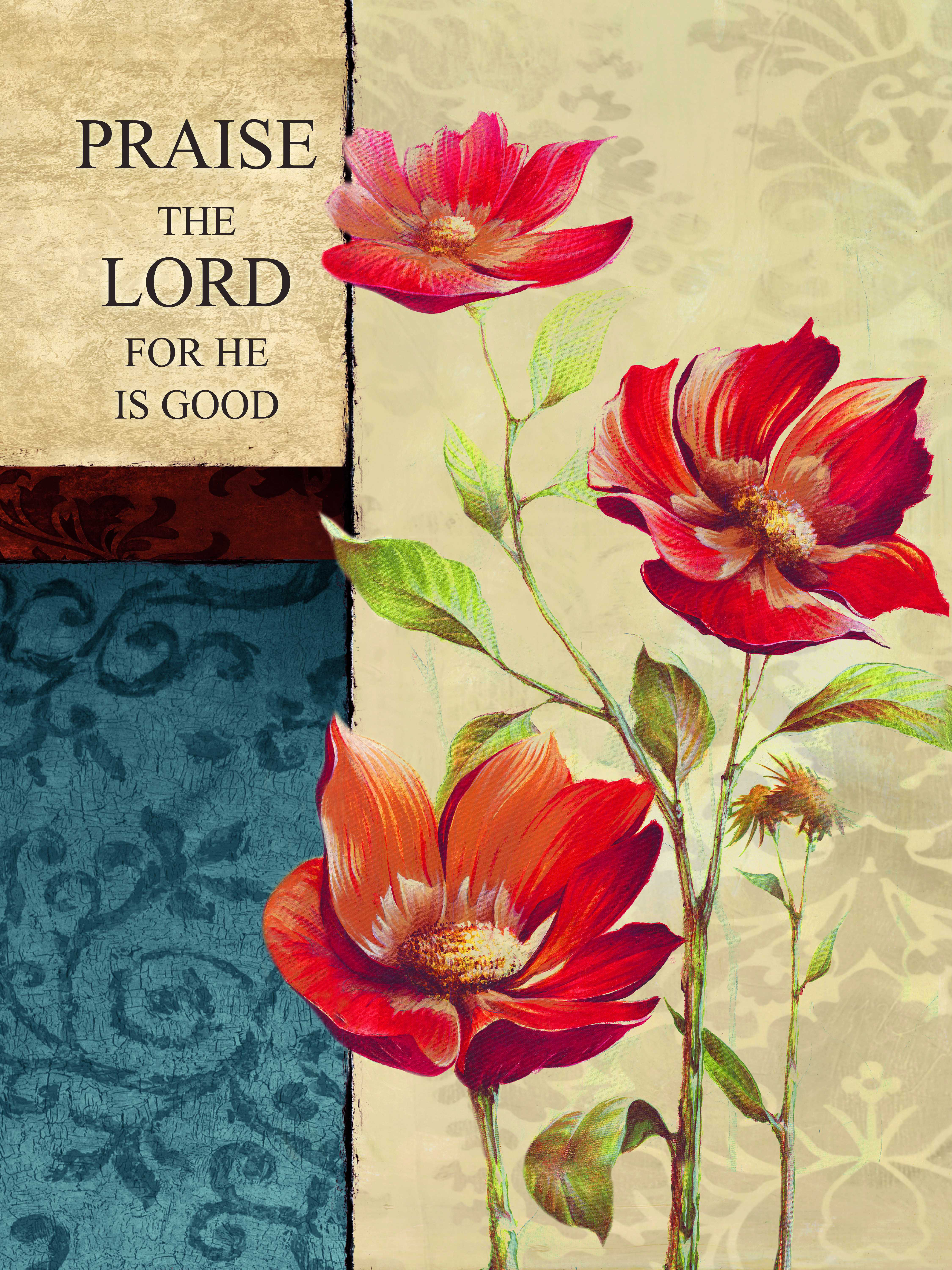 Wildon Home® Praise the Lord Red Flowers - Wrapped Canvas Print | Wayfair