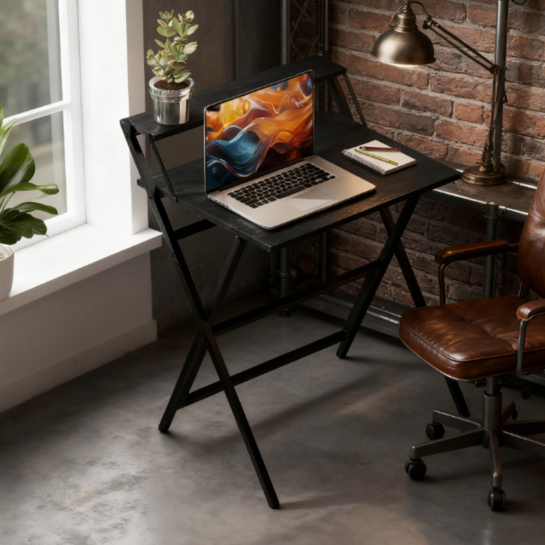 George Oliver Foldable Computer Desk With Monitor Shelf, Easy Assembly ...