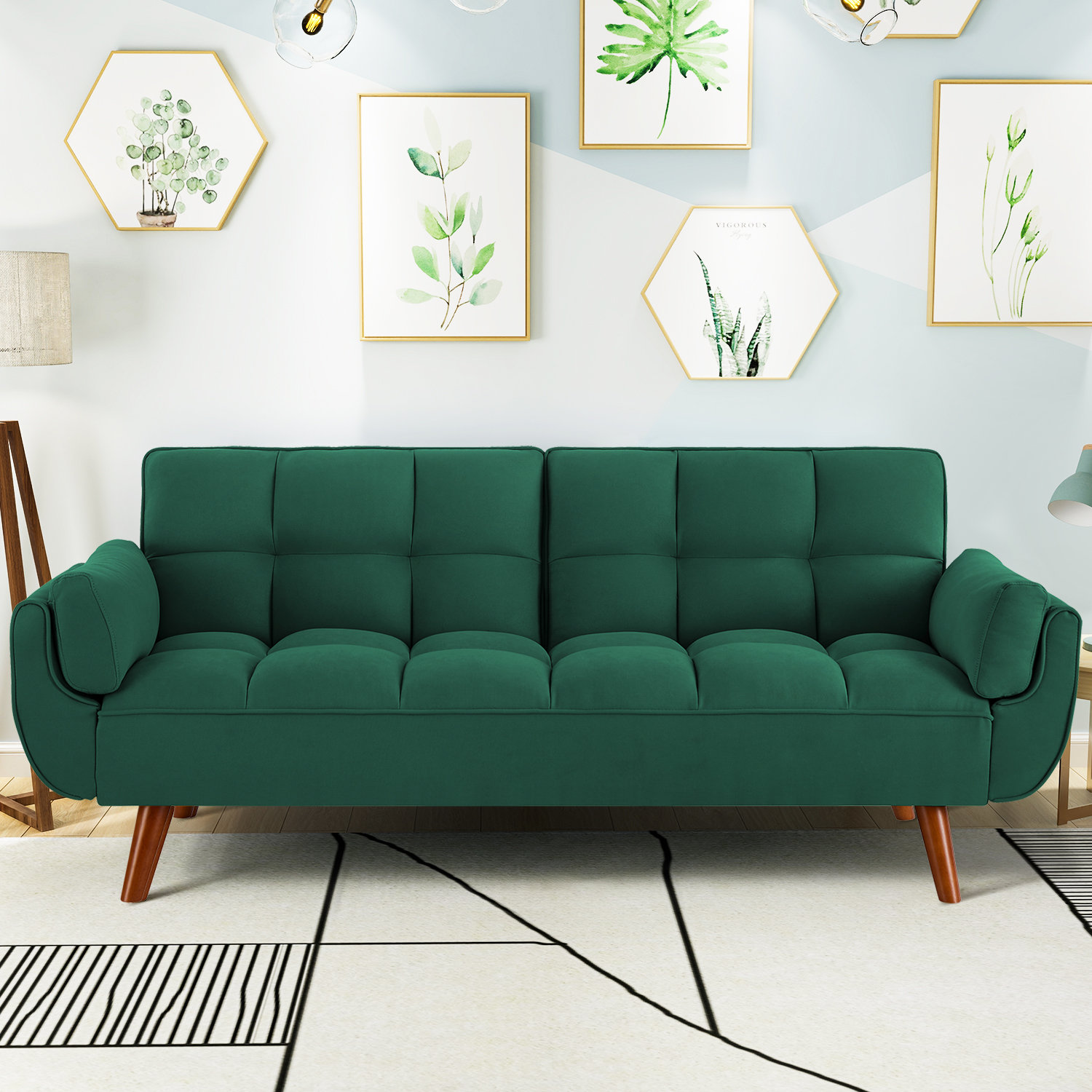 George Oliver Kamaren Full 75.39" Futons Upholstered Convertible Sofa ...