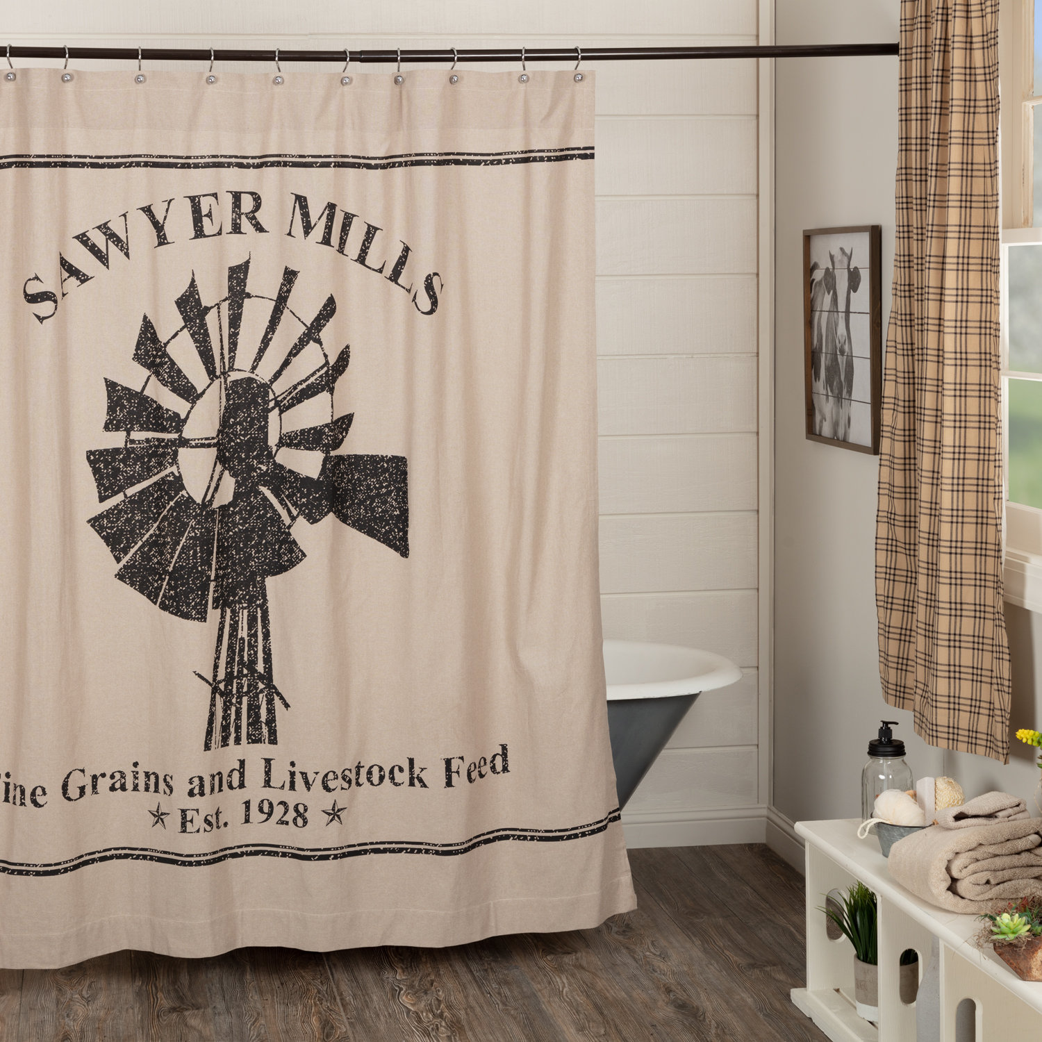 VHC Brands Bath Windmill 100% Cotton Single Shower Curtain & Reviews ...