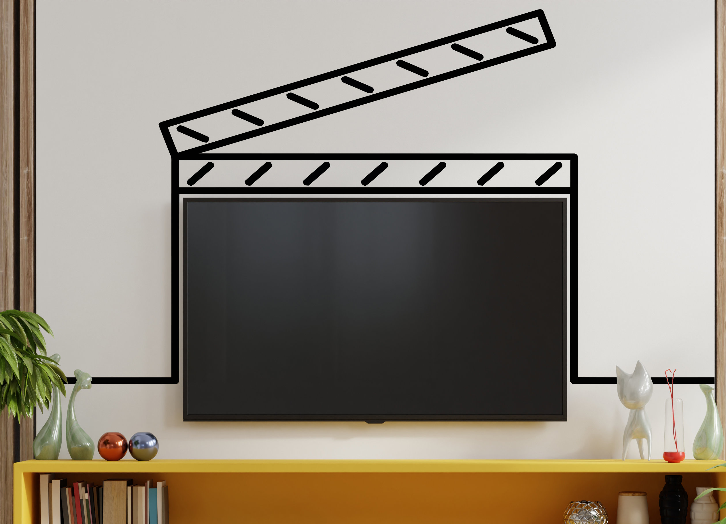 Latitude Run® Clapperboard Wall Decal For TV, Film Clap Board Tv Decor ...