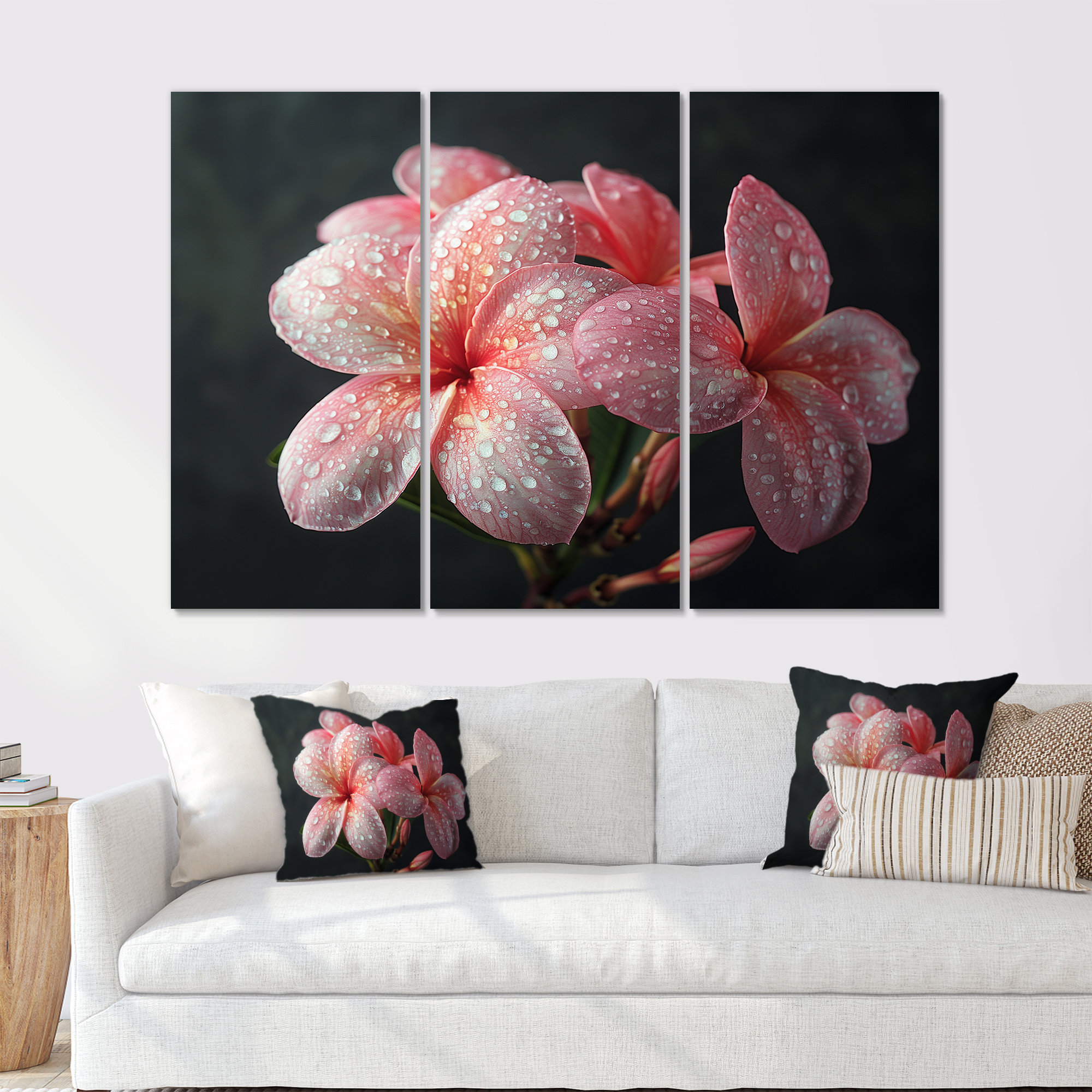 Design Art Pink Black Plumeria Vintage Charm I - Plumeria Wall Decor ...