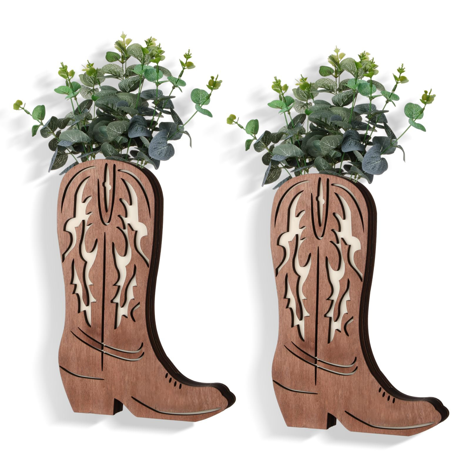 August Grove® Wood Cowboy Boots Wall Planter For Indoor Plants 2 Pcs ...