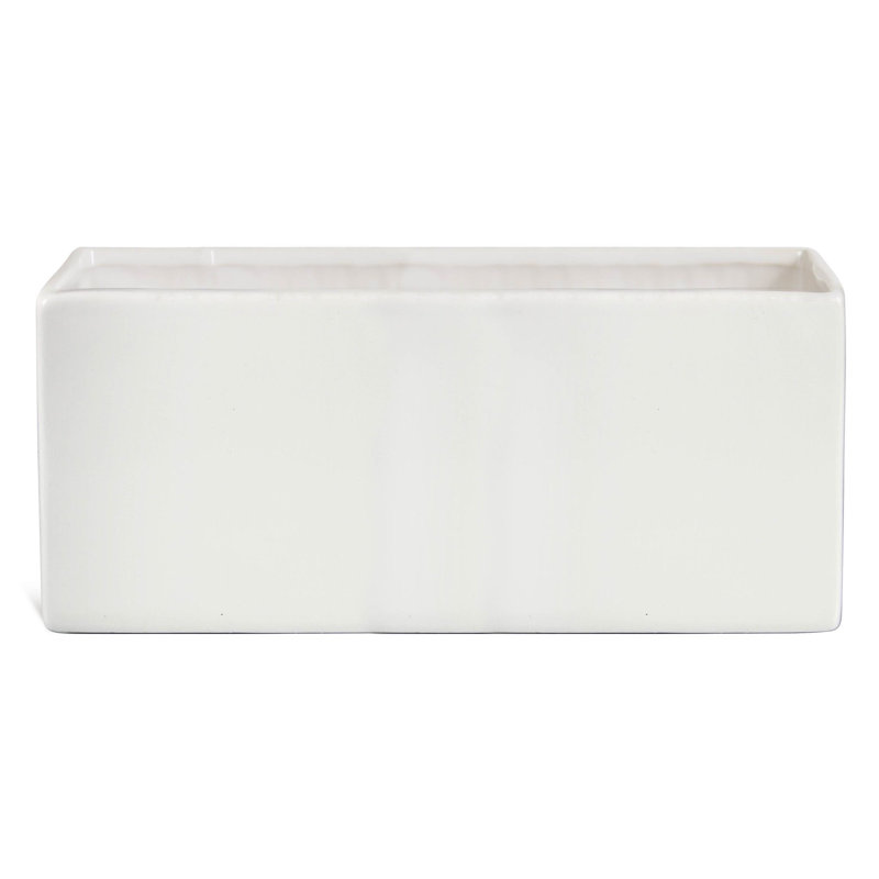 Ebern Designs Rectangular White Glazed Planter | Wayfair